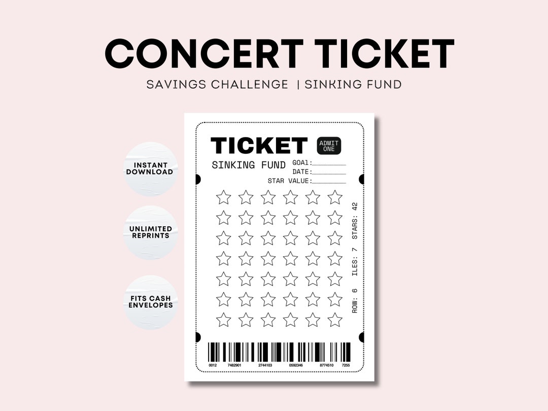 Concert Ticket Sinking Fund Savings Tracker Challenge | Festival Ticket ...
