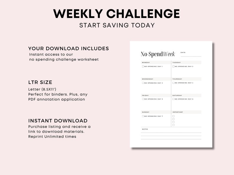 Weekly No Spending Challenge | Money Savings Challenge | Instant ...