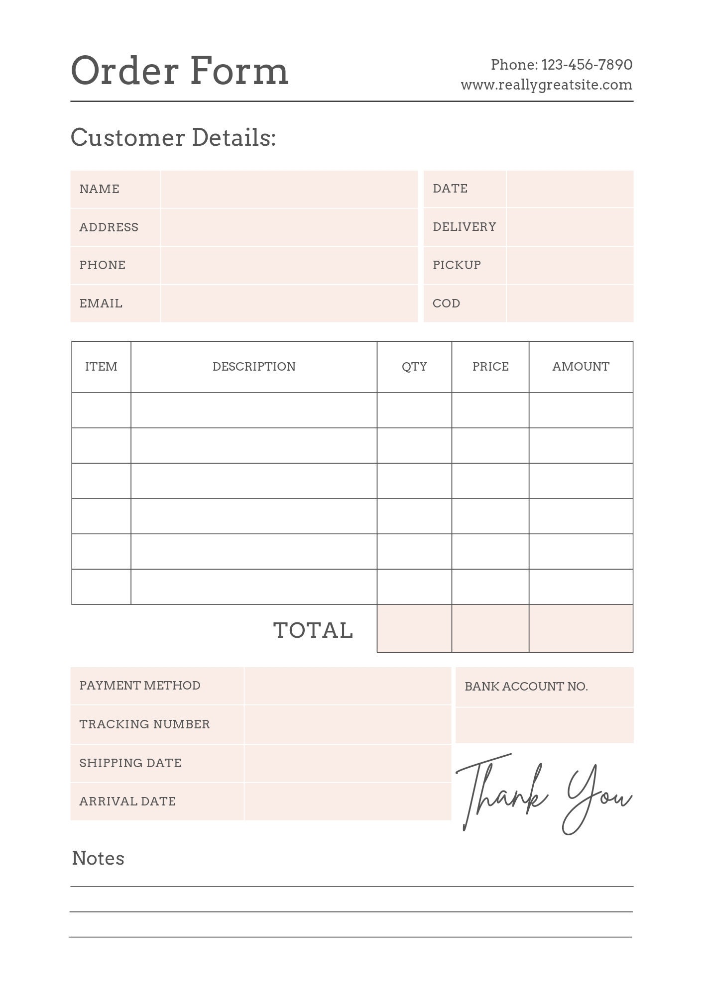 Order Form Template Business Invoicing, Pro Billing, Company Finances ...
