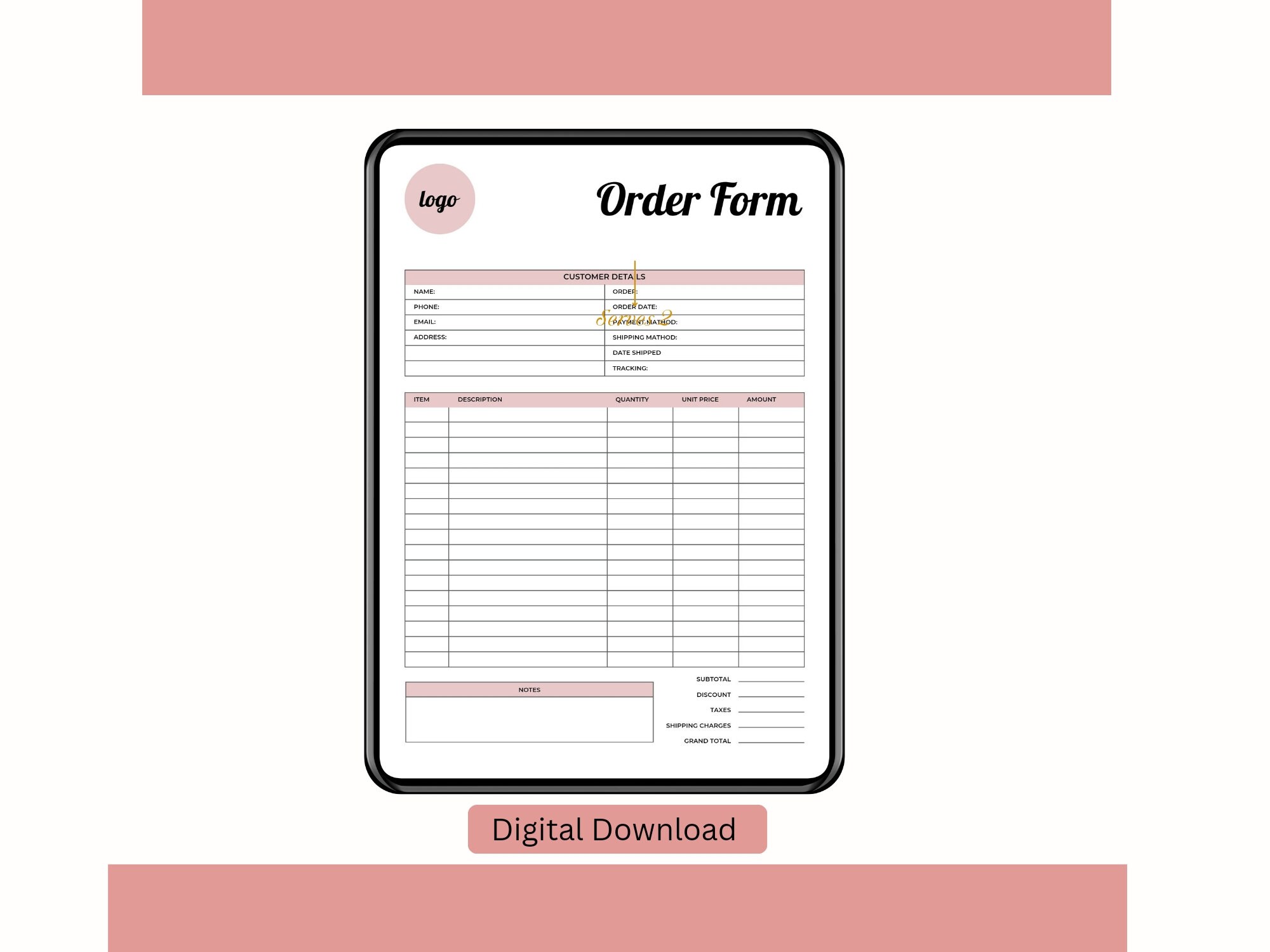 Order Form Template Business Invoicing, Pro Billing, Company Finances ...