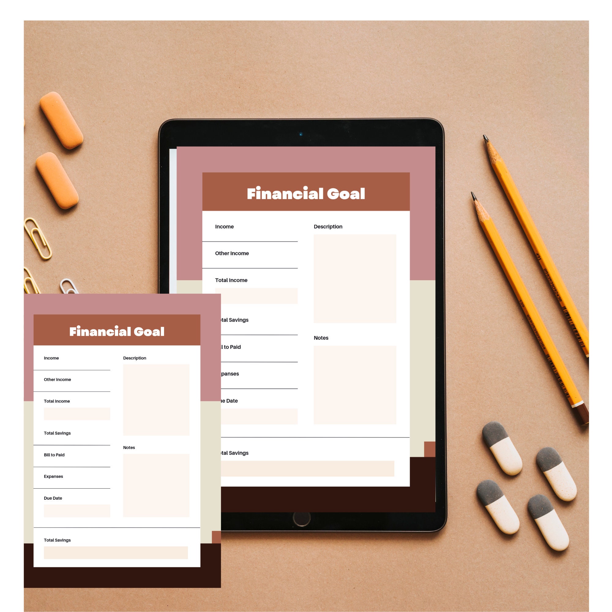 Financial Goal Planner Printable Digital Planner Expense - Etsy