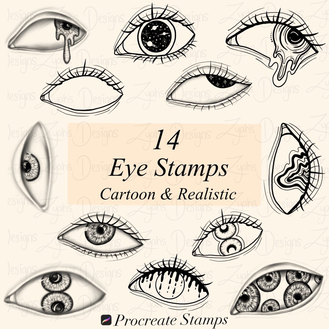 14 Procreate Eye Stamps: Detailed Cartoon & Realistic Brushes - Etsy