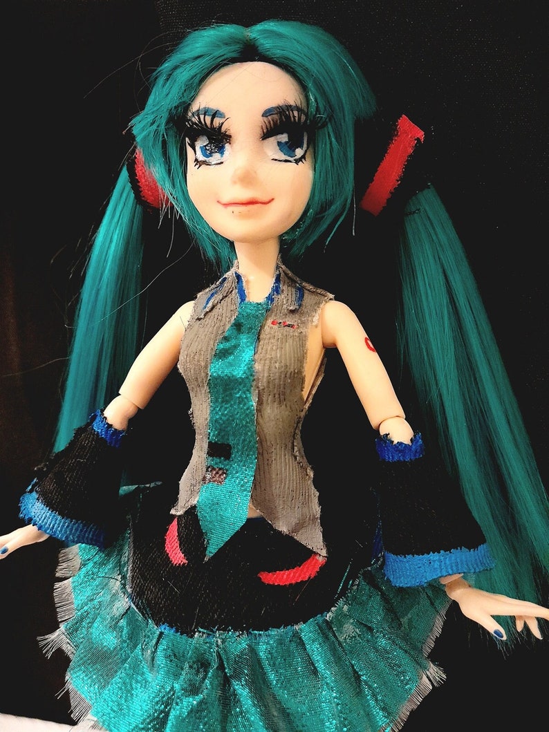 Ooak Hatsune Miku 13 Posable Doll Etsy Uk