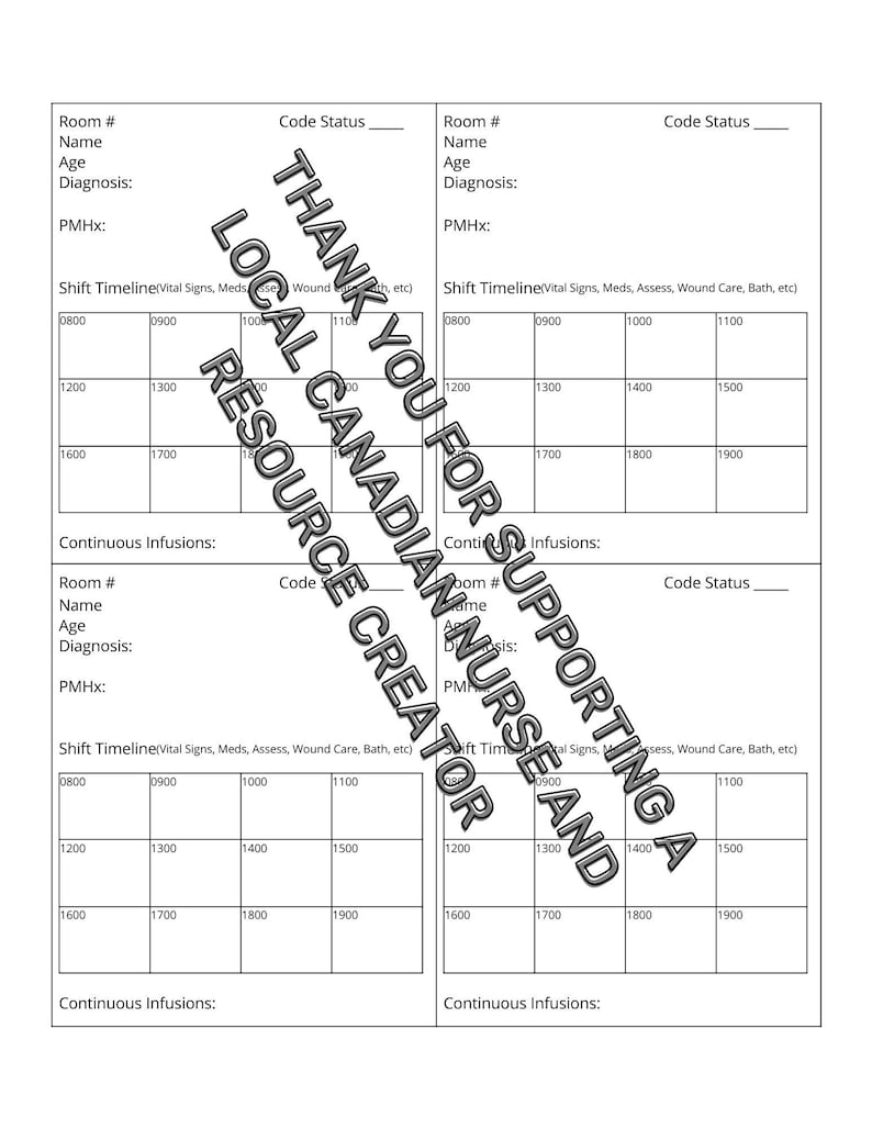 Nursing Shift Report Sheet and Shift Organization - PDF Download - Etsy