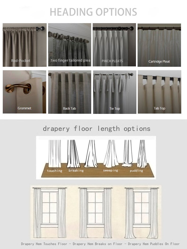 White Cotton Linen Curtain Panels With Blue Border,pleated Linen ...