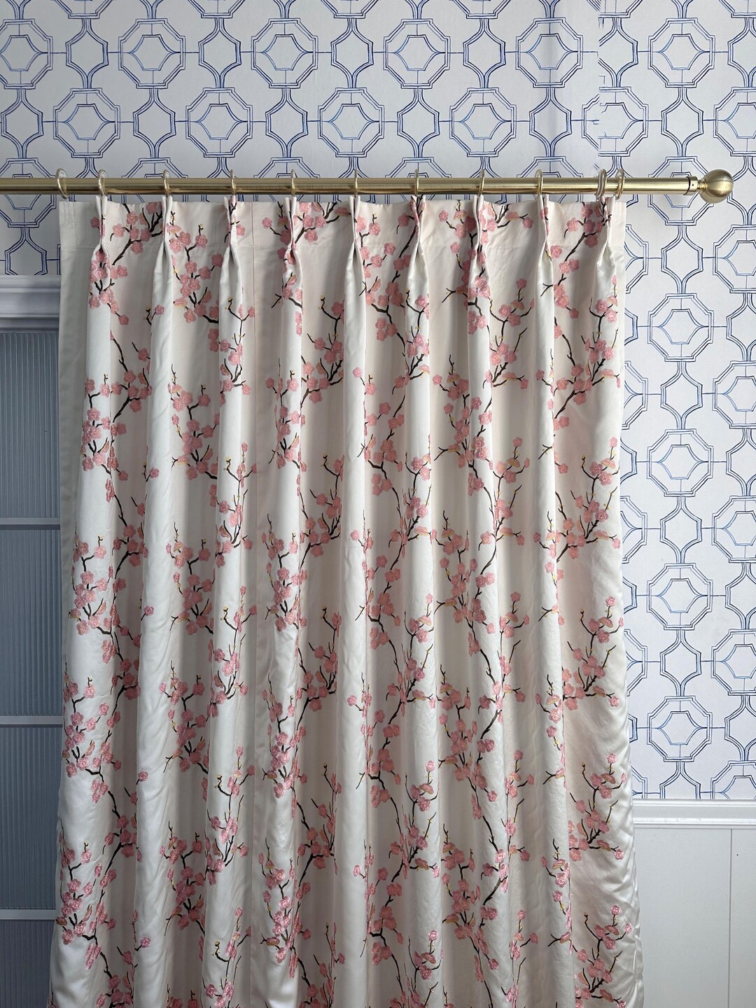 Pink Plum Silk Embroidery Pattern Curtains,customised Classic Pattern ...