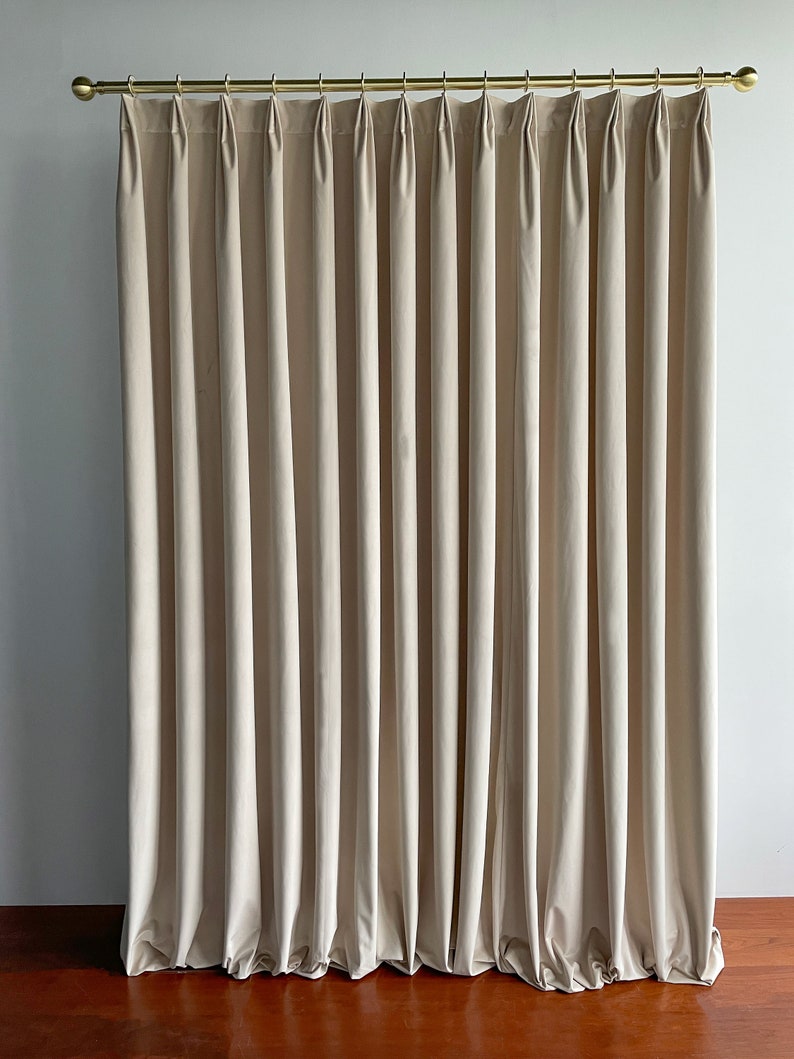 Beige Velvet Curtain Panels,luxury Solid Curtain,pleated Curtains ...