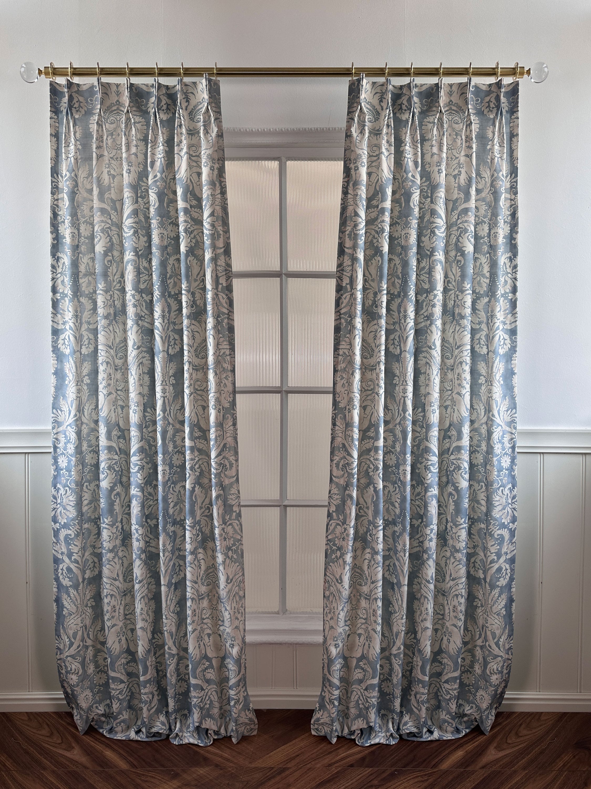 Light Blue Floral Pattern Printed Drapes,window Treatments Curtains ...