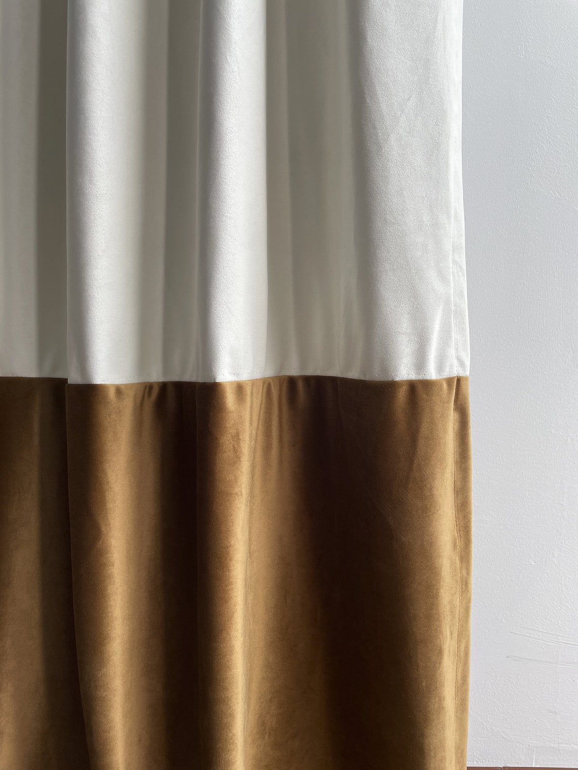 White Velvet Curtain Panels,pleated Curtains With Brown Contrast Border ...