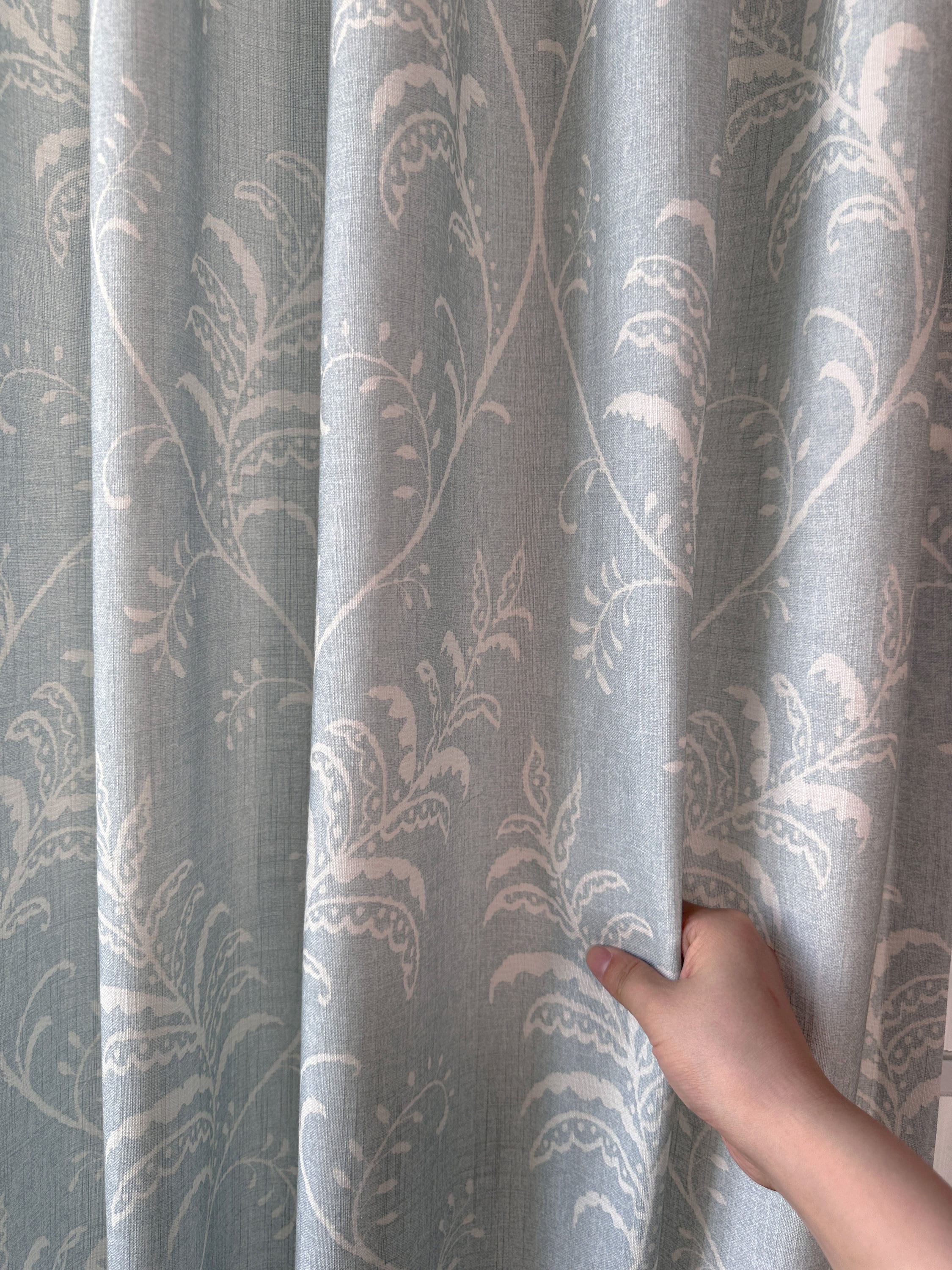 Light Blue Curtain Panels With an Intricate Leaf Design,window ...