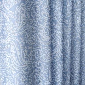 Blue Floral Pattern Cotton Linen Curtains, Window Trim Panel Blinds ...