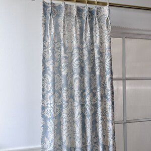 Light Blue Floral Pattern Printed Drapes,window Treatments Curtains ...