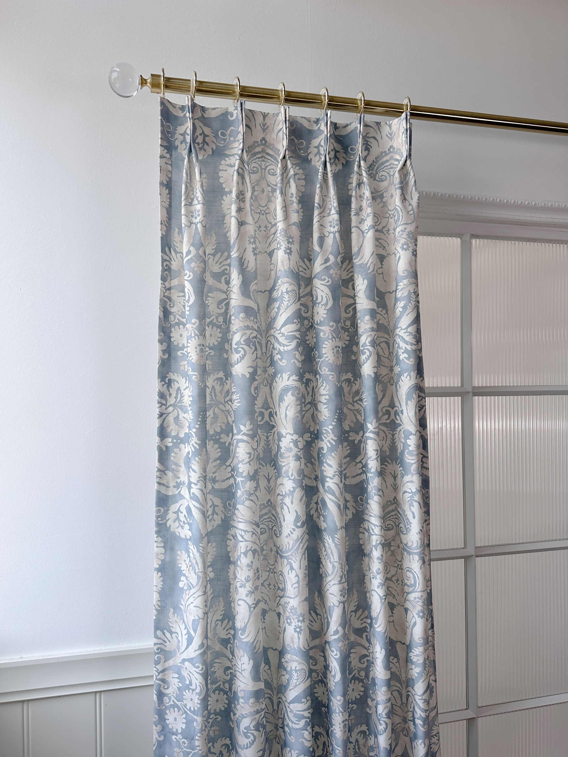 Light Blue Floral Pattern Printed Drapes,window Treatments Curtains ...
