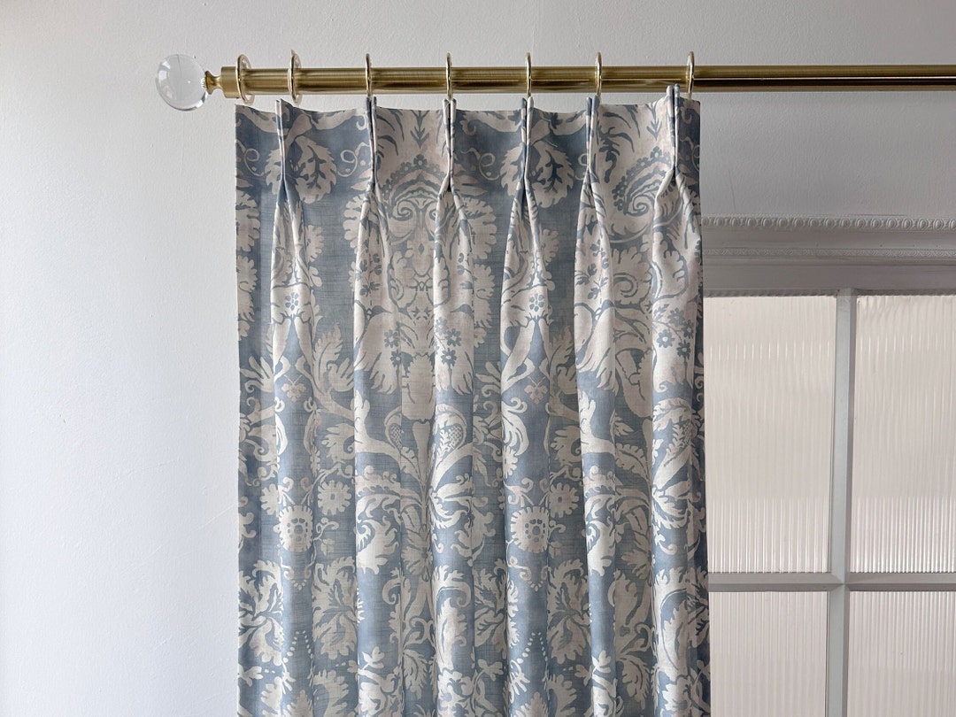 Light Blue Floral Pattern Printed Drapes,window Treatments Curtains ...