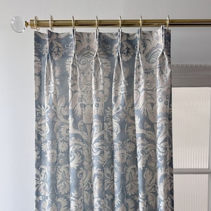 Light Blue Floral Pattern Printed Drapes,window Treatments Curtains ...