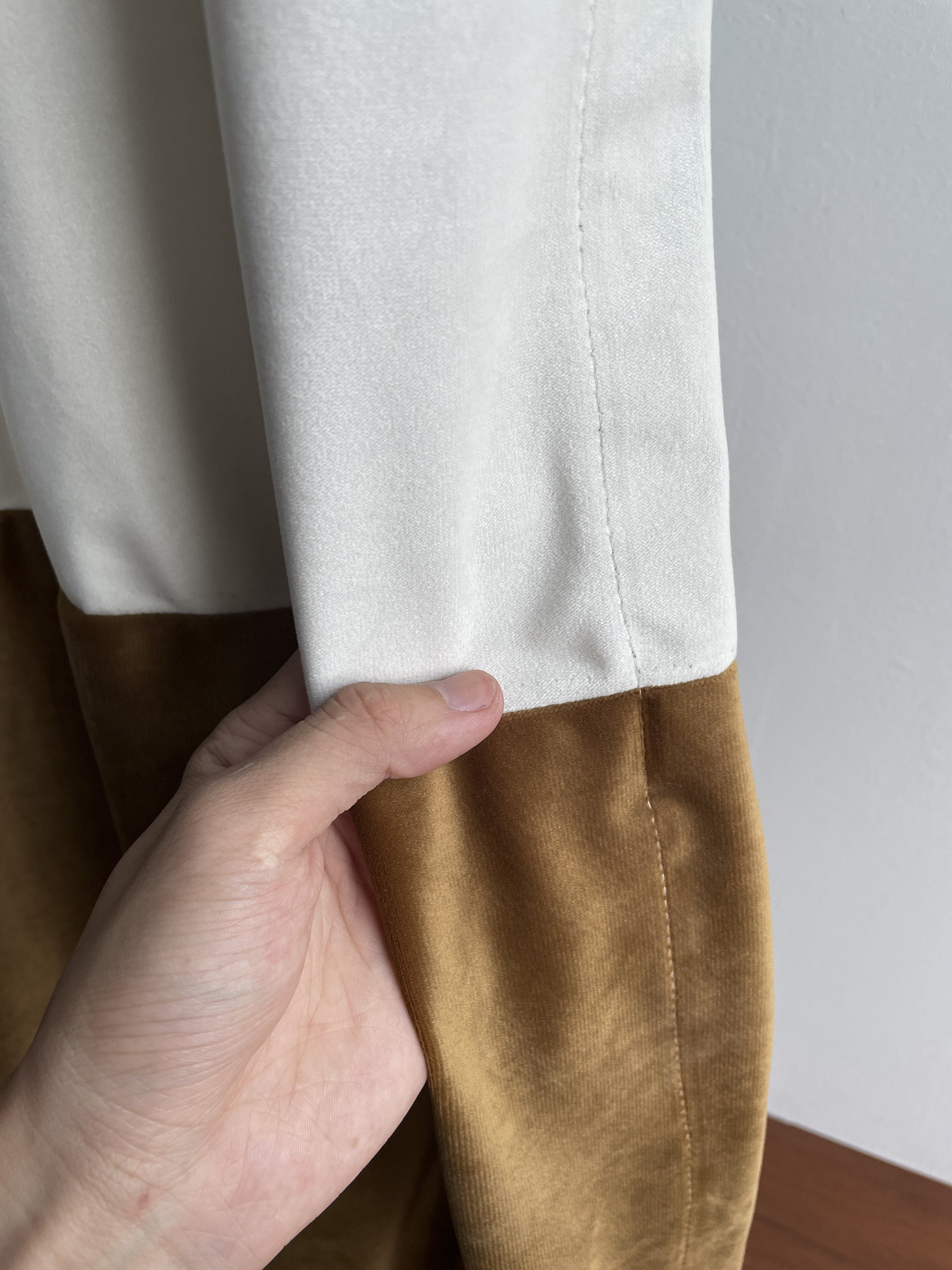 White Velvet Curtain Panels,pleated Curtains With Brown Contrast Border ...