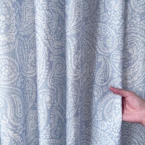 Blue Floral Pattern Cotton Linen Curtains, Window Trim Panel Blinds ...