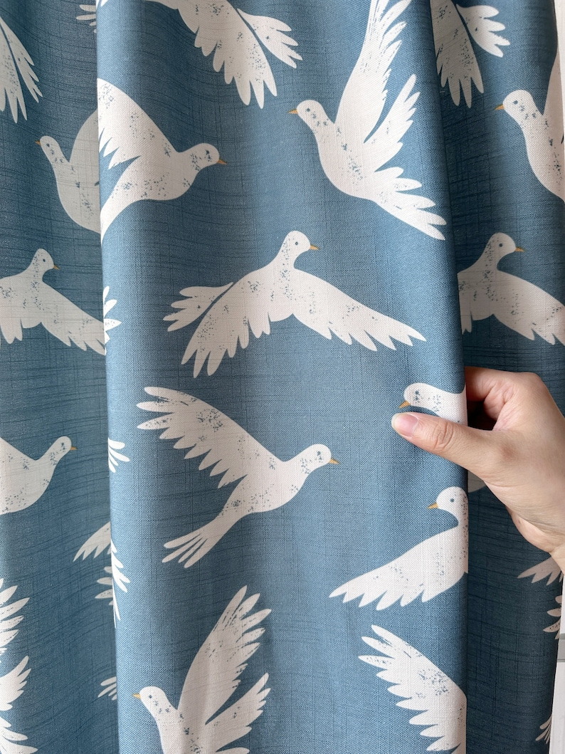Blue Birds Curtain Panels,seagull Coastal Ocean Bird,window Treatments ...