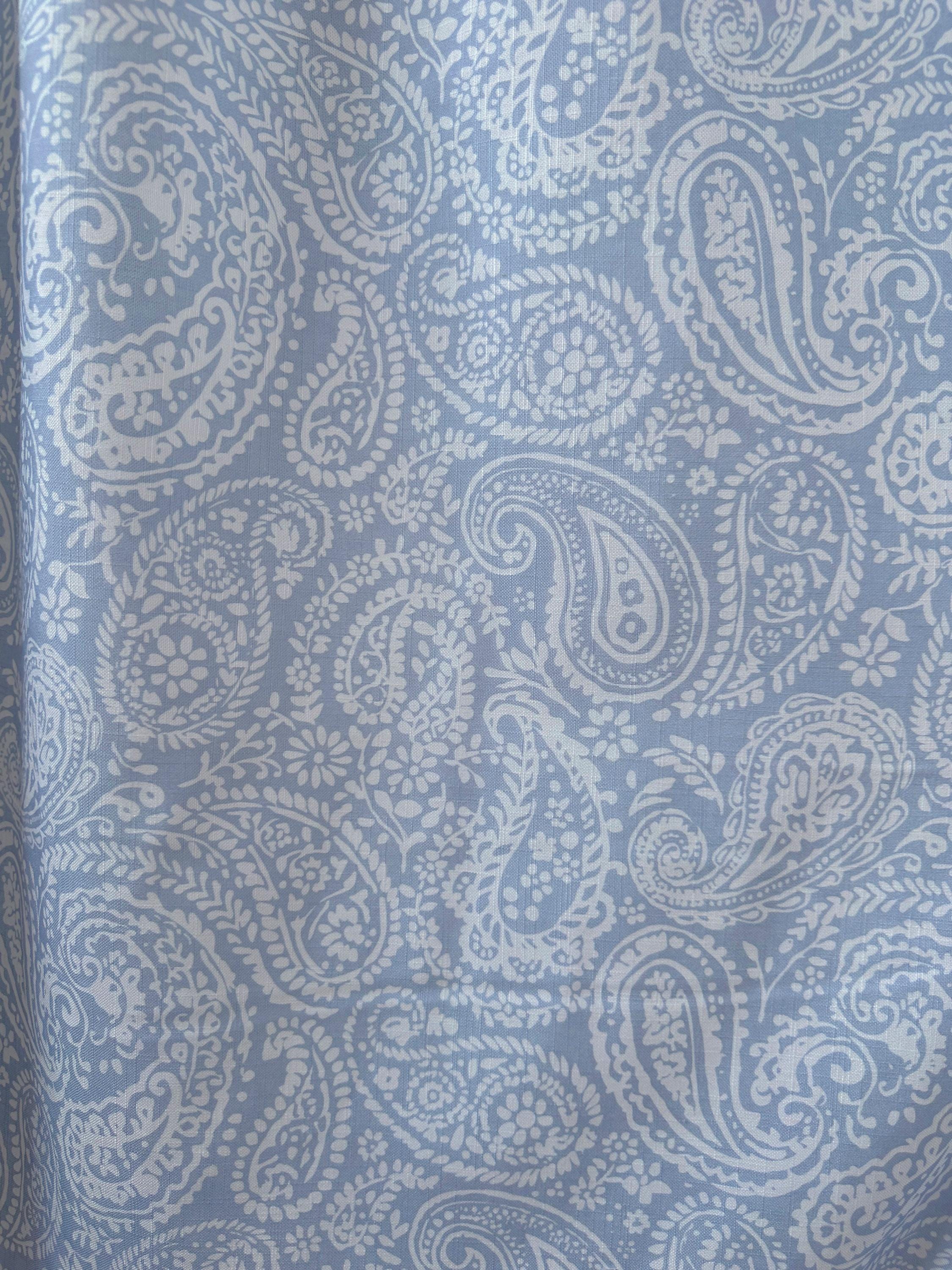Blue Floral Pattern Cotton Linen Curtains, Window Trim Panel Blinds ...