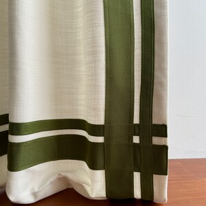 Pleated Curtains,white Linen Curtain Panels With Decorative Green ...