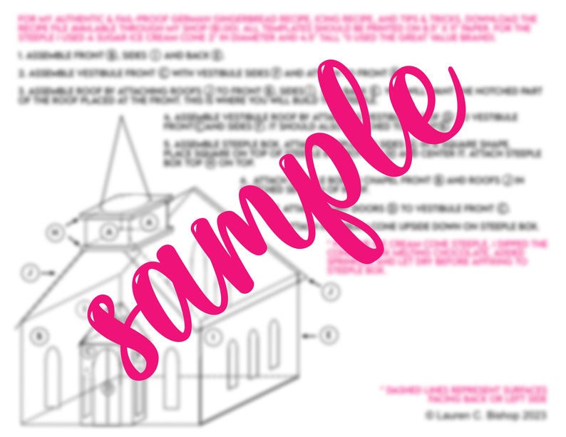 Christmas Gingerbread Chapel Template - Etsy