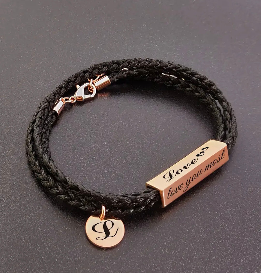 Poshly Personalized Couple Bracelets Free Custom Engraving Perfect Gift ...