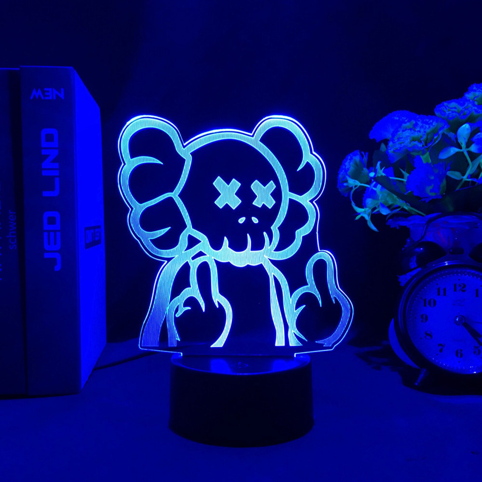 KAWS Bear Middle Finger Gaming Lamp Night Light LED Touch Light Home ...