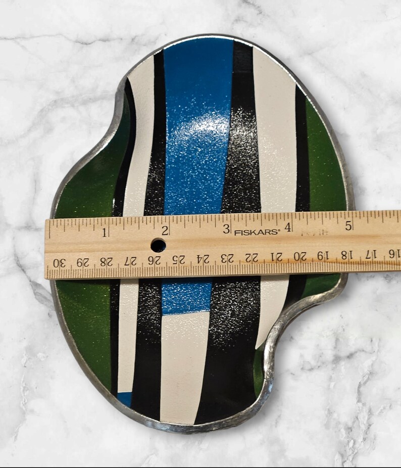 Contemporary Striped Key Catch-all, Trinket Tray, Ring Dish in Blue ...
