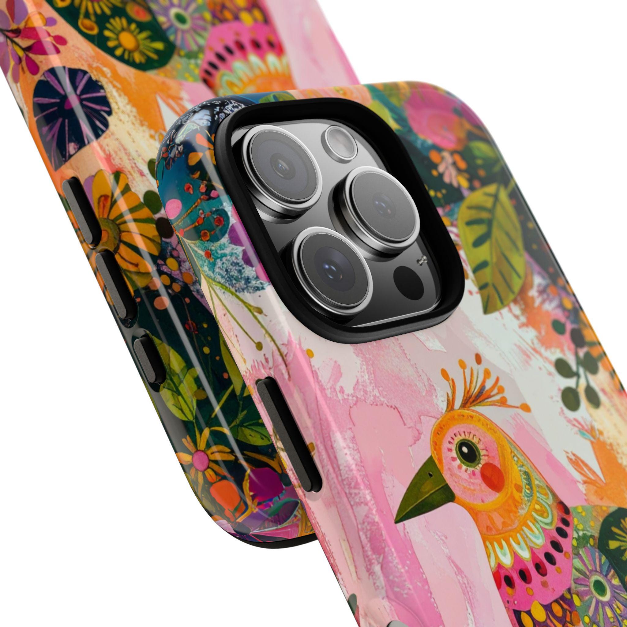 Colorful Mexican Folk Art Bird Phone Tough Case - Fun, Vibrant Design ...
