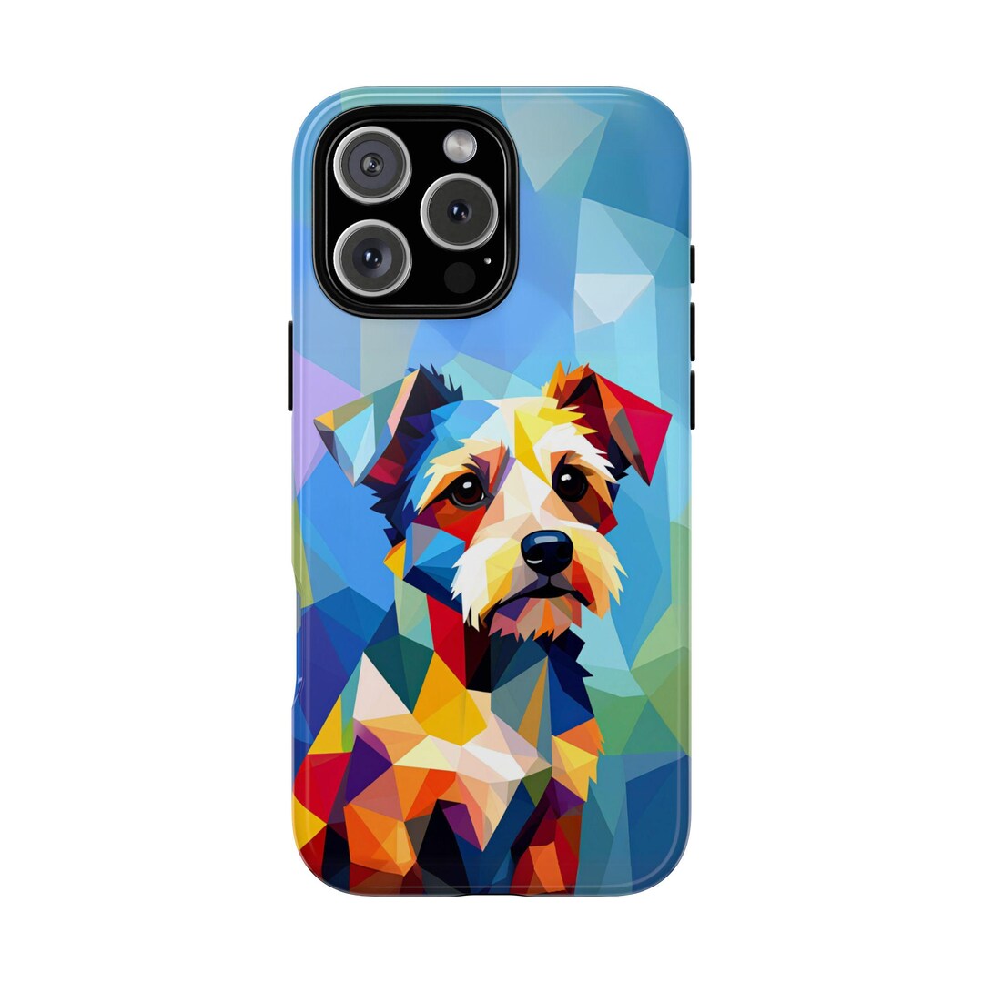 Colorful Dog Phone Case in Cubism Style. Small Terrier Breed, Tough and ...