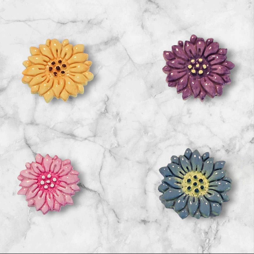 Colorful Daisy, Flower Magnets Handmade of Polymer Clay and Strong ...