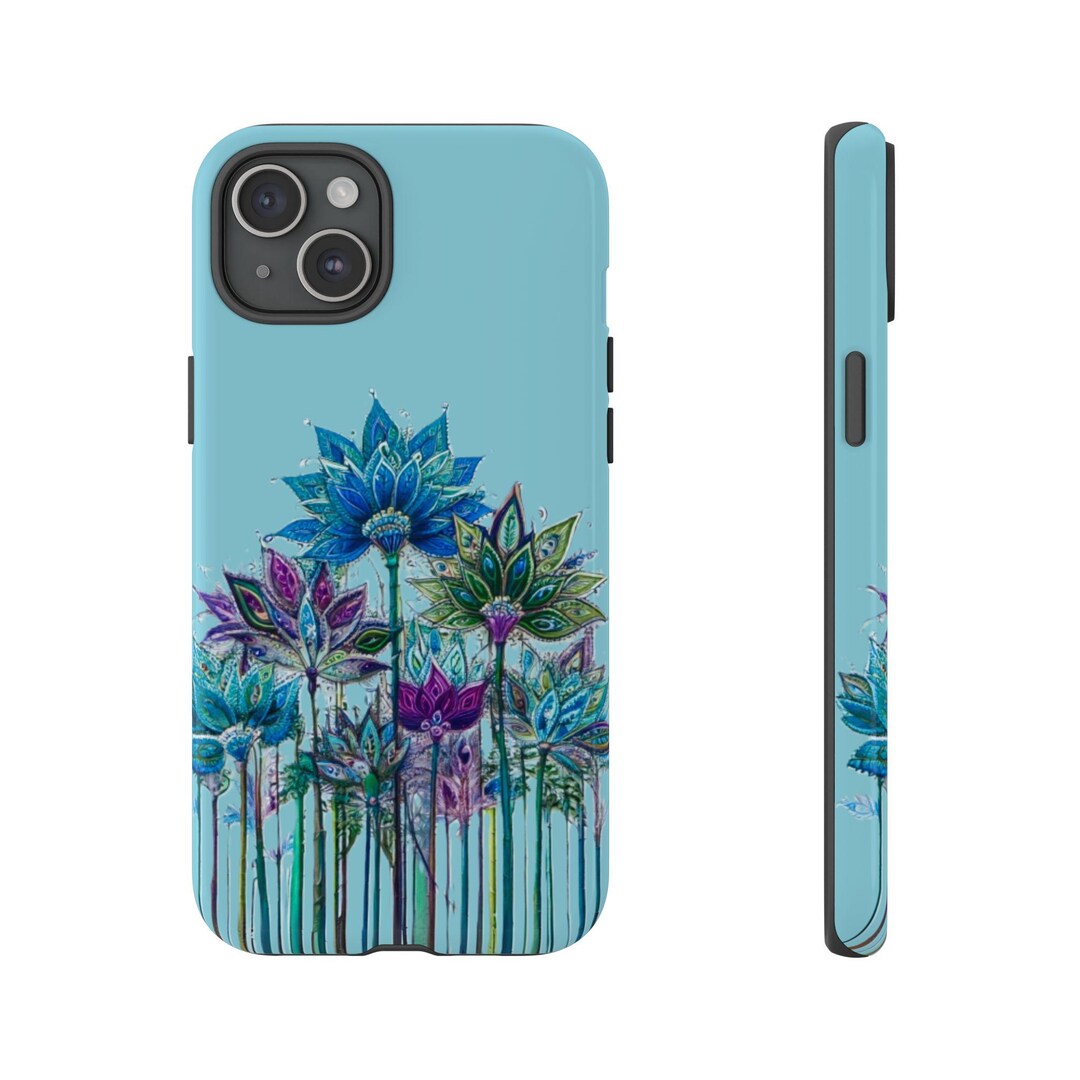 Colorful Peacock Feather Blooms Floral Phone Case. Vibrant, Tough and ...