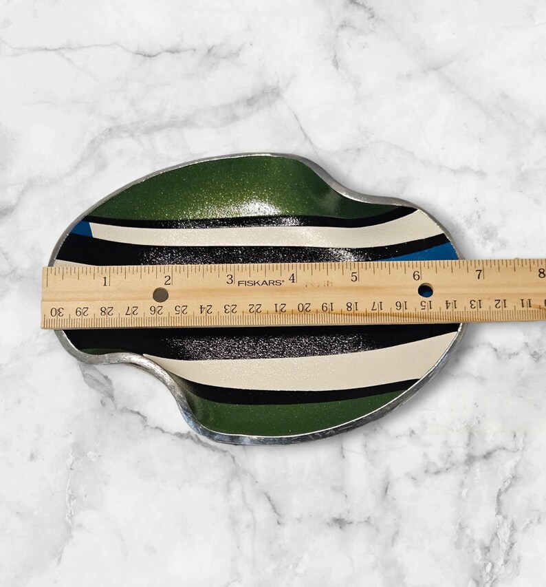 Contemporary Striped Key Catch-all, Trinket Tray, Ring Dish in Blue ...