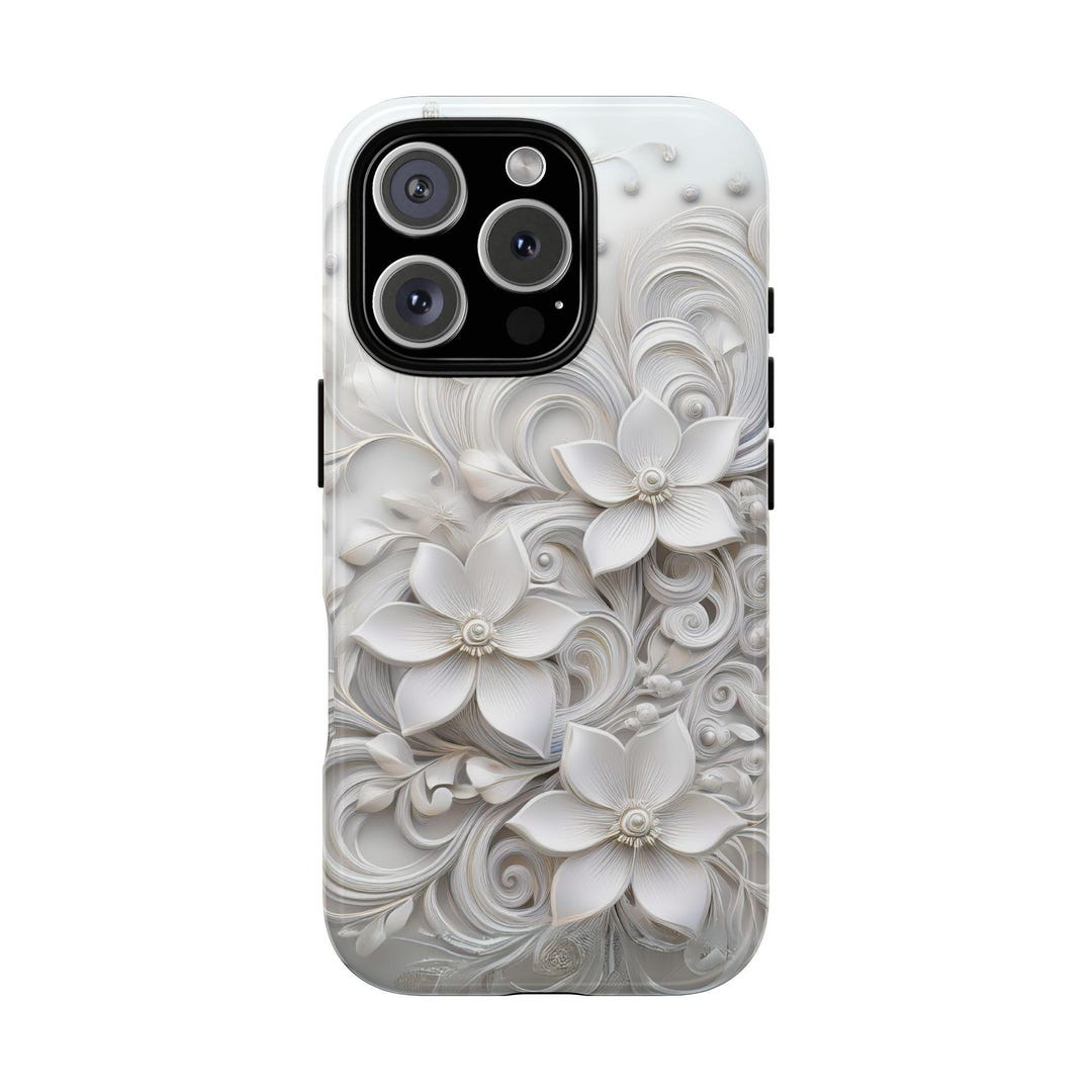 Elegant White on White 3D Look Floral Phone Case. Great Gift for a ...