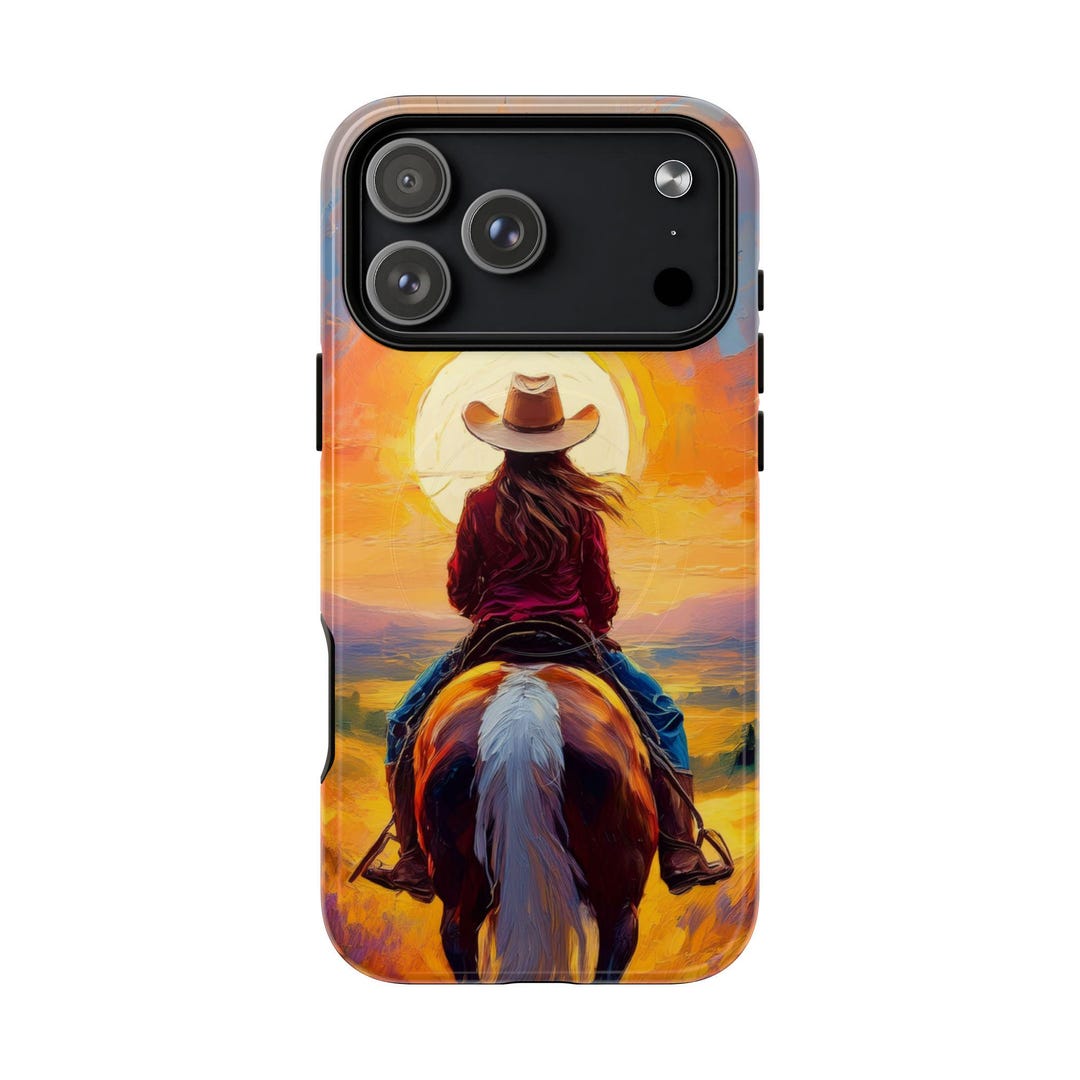 Watercolor Style Cowgirl and Horse Tough Magnetic Cases, Western Style ...