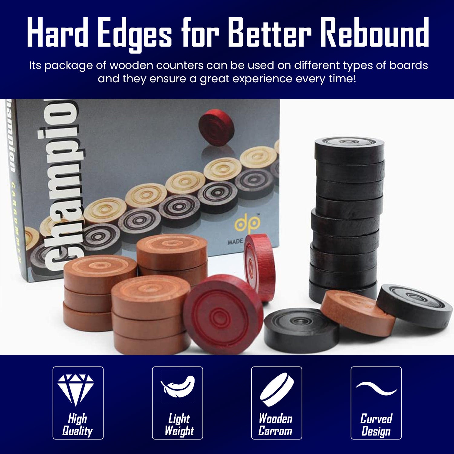 Splay Wooden Carrom Board Counter Set Professional Wooden - Etsy