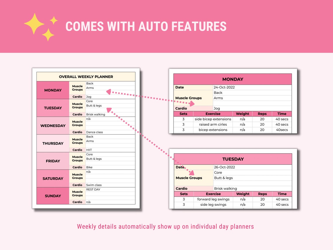 Workout Planner Spreadsheet Weekly Workout Planner for Excel - Etsy