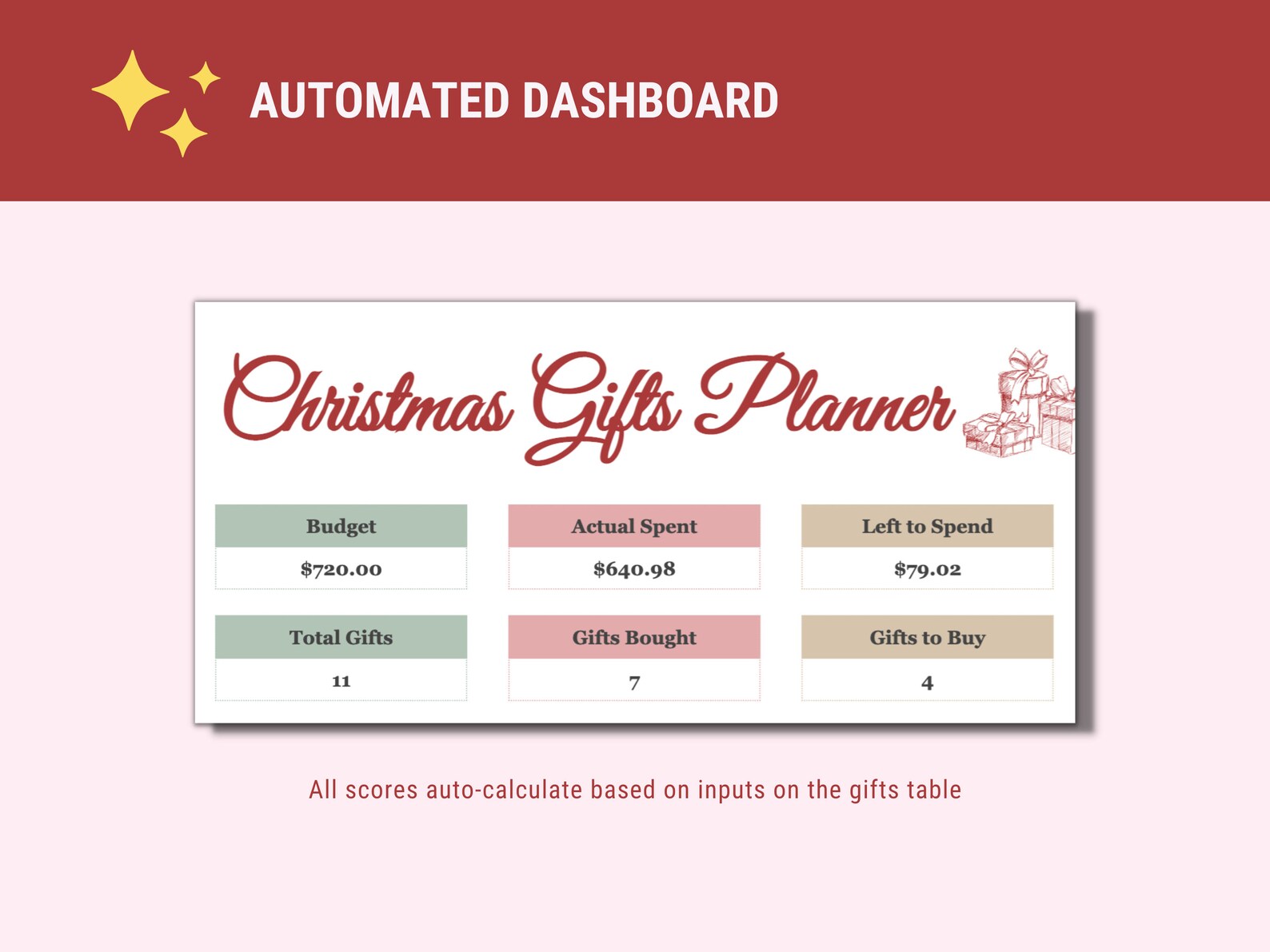 Holiday Digital Planner, Christmas Gifts Planner MS Excel, Holiday ...