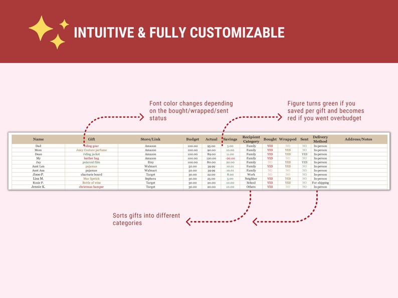 Holiday Digital Planner, Christmas Gifts Planner MS Excel, Holiday ...