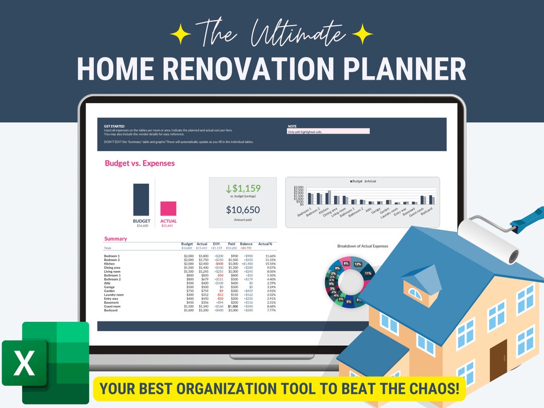 Home Renovation Planner, Home Renovations Project Tracker, House ...