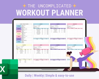 Workout Planner Spreadsheet, Weekly Workout Planner for Excel, Daily ...