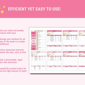 Workout Planner Spreadsheet, Weekly Workout Planner for Excel, Daily ...