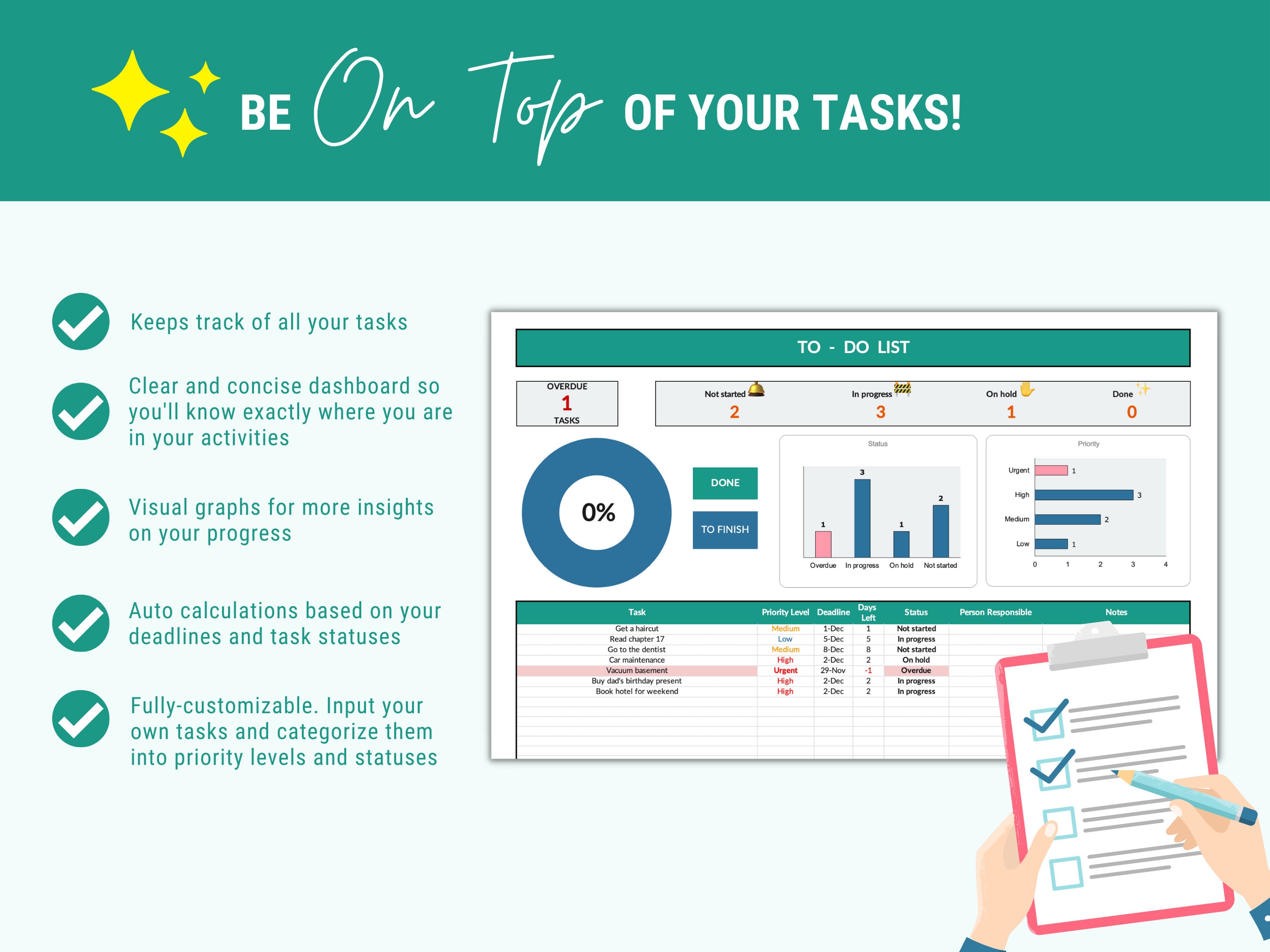 To Do List Excel, to Do List Spreadsheet, To-do List Planner, To-do ...