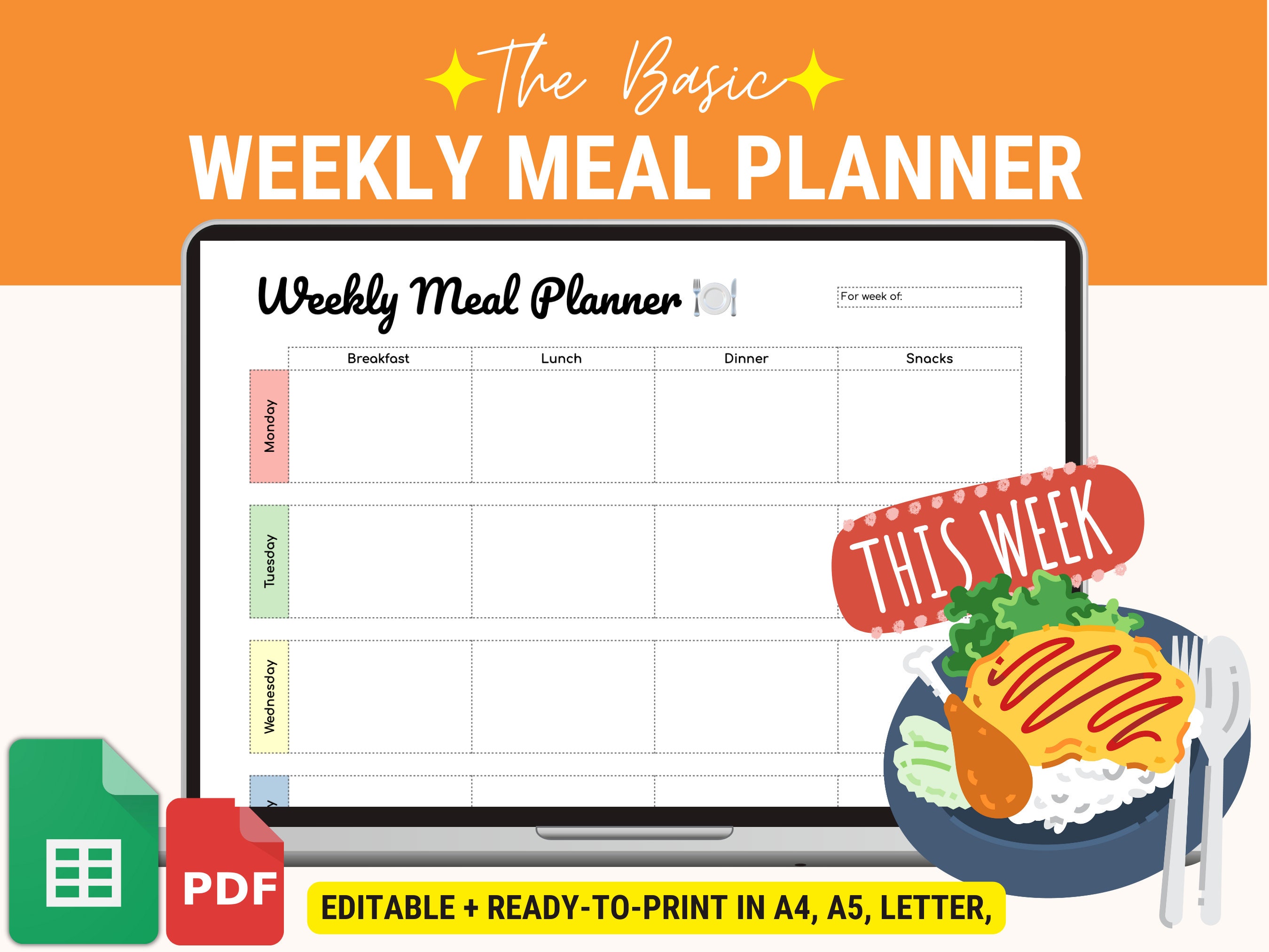 Digital Meal Planner, Weekly Meal Planner, Printable Meal Planner, Meal ...