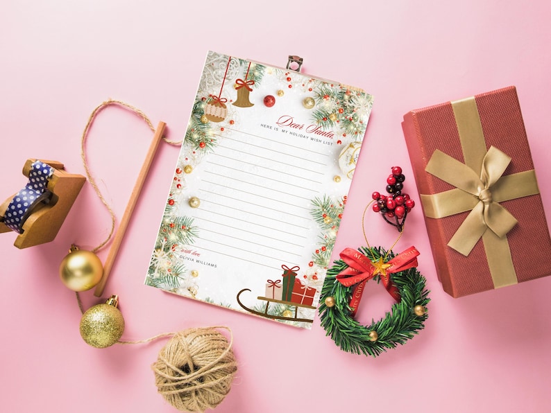 Christmas Wish List, Dear Santa Letter Template (PDF & JPEG) - Etsy