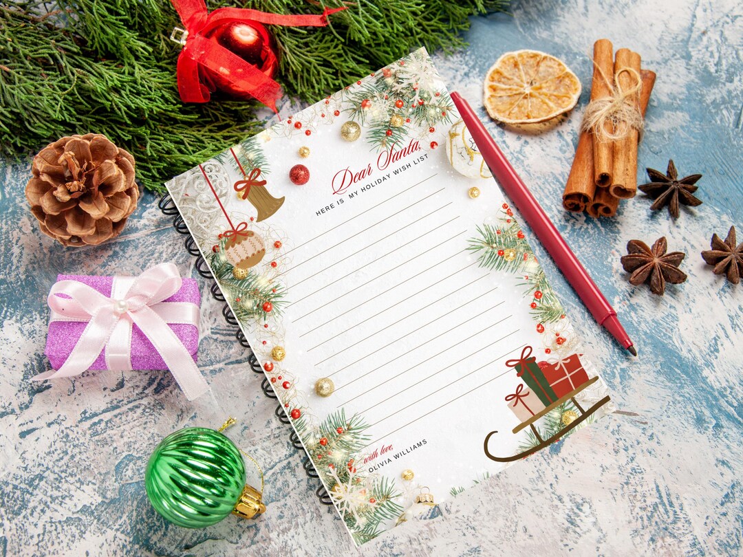 Christmas Wish List, Dear Santa Letter Template (PDF & JPEG) - Etsy