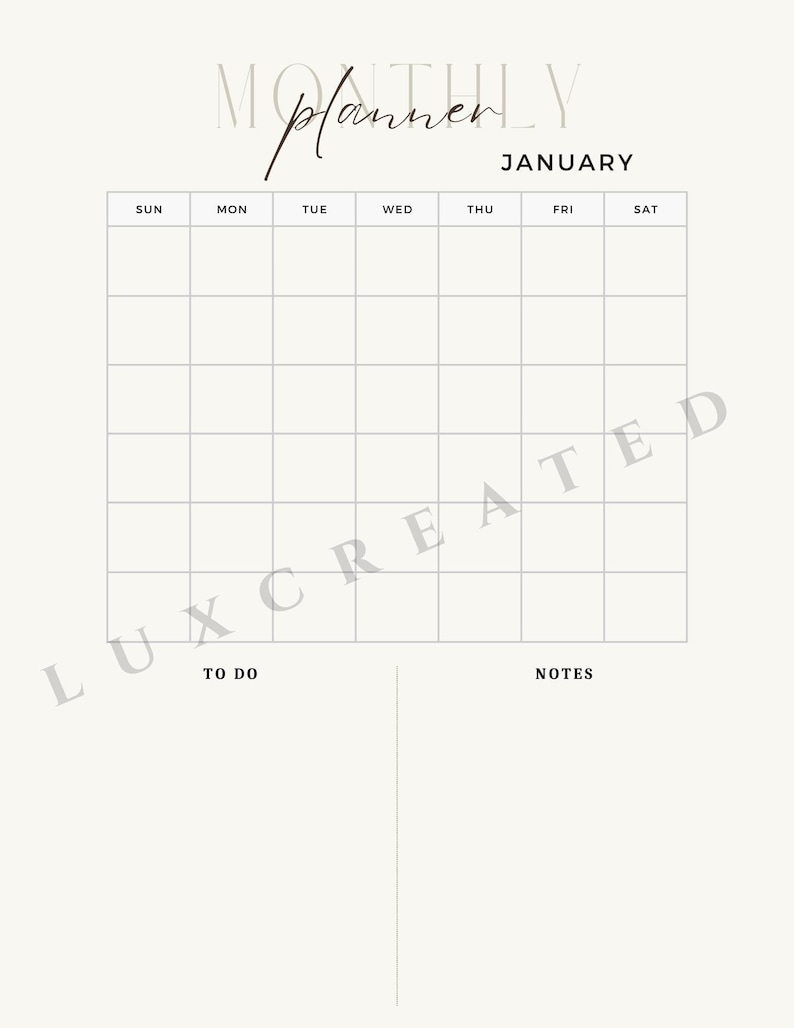 2025 Printable Calendar Monthly Planner With Notes and to Do List A4 ...