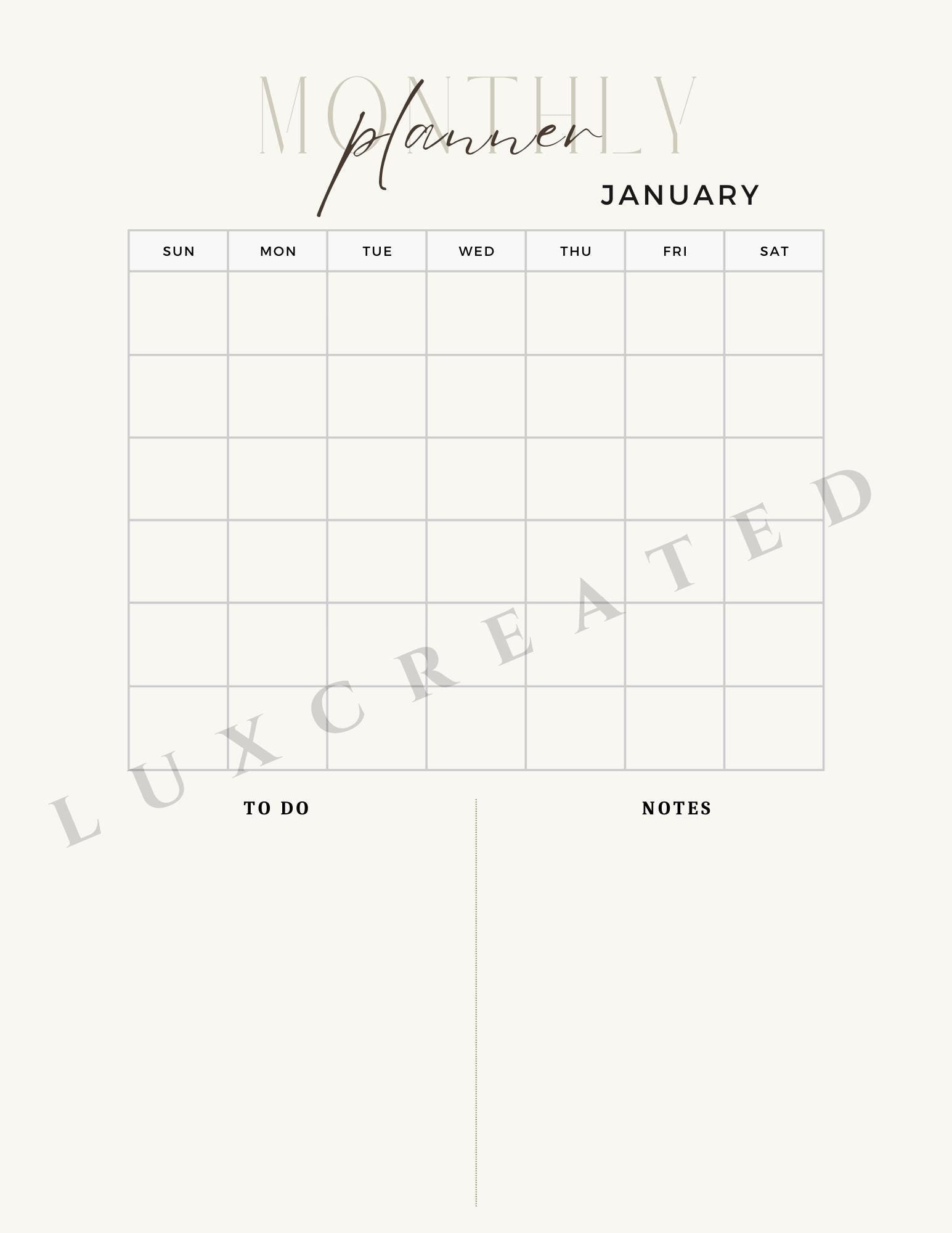 2025 Printable Calendar Monthly Planner With Notes and to Do List A4 ...