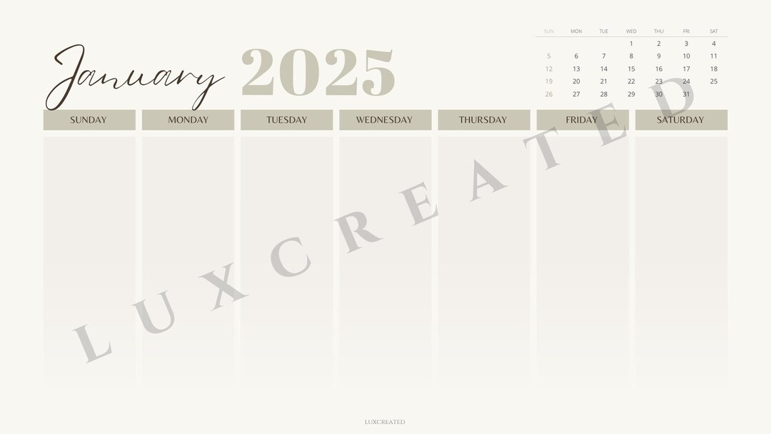 2025 Printable Calendar Weekly Planner Landscape 1920px X 1080px ...