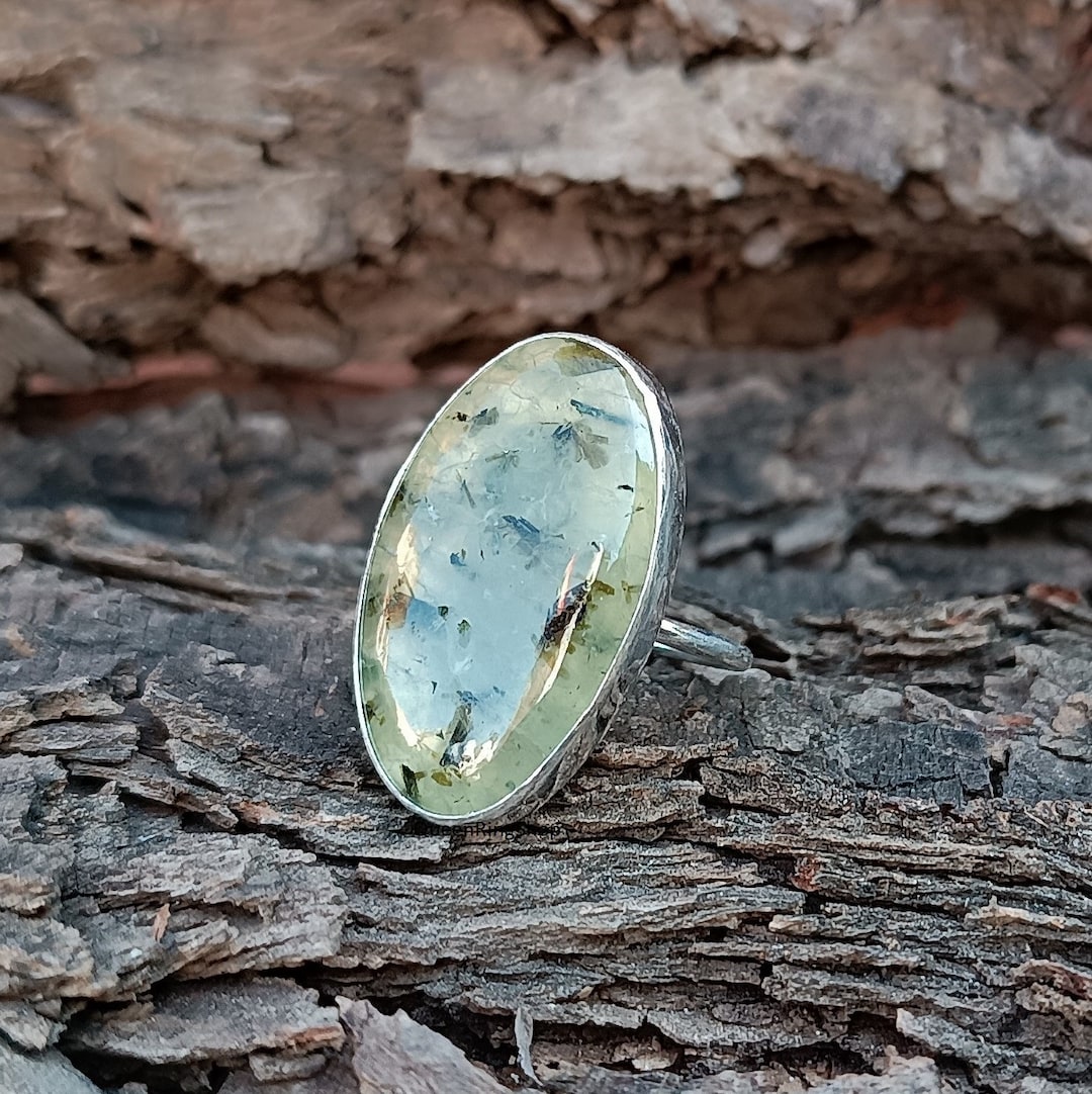 Prehnite Ring, 925 Sterling Silver Ring, Handmade Ring, Statement Ring ...